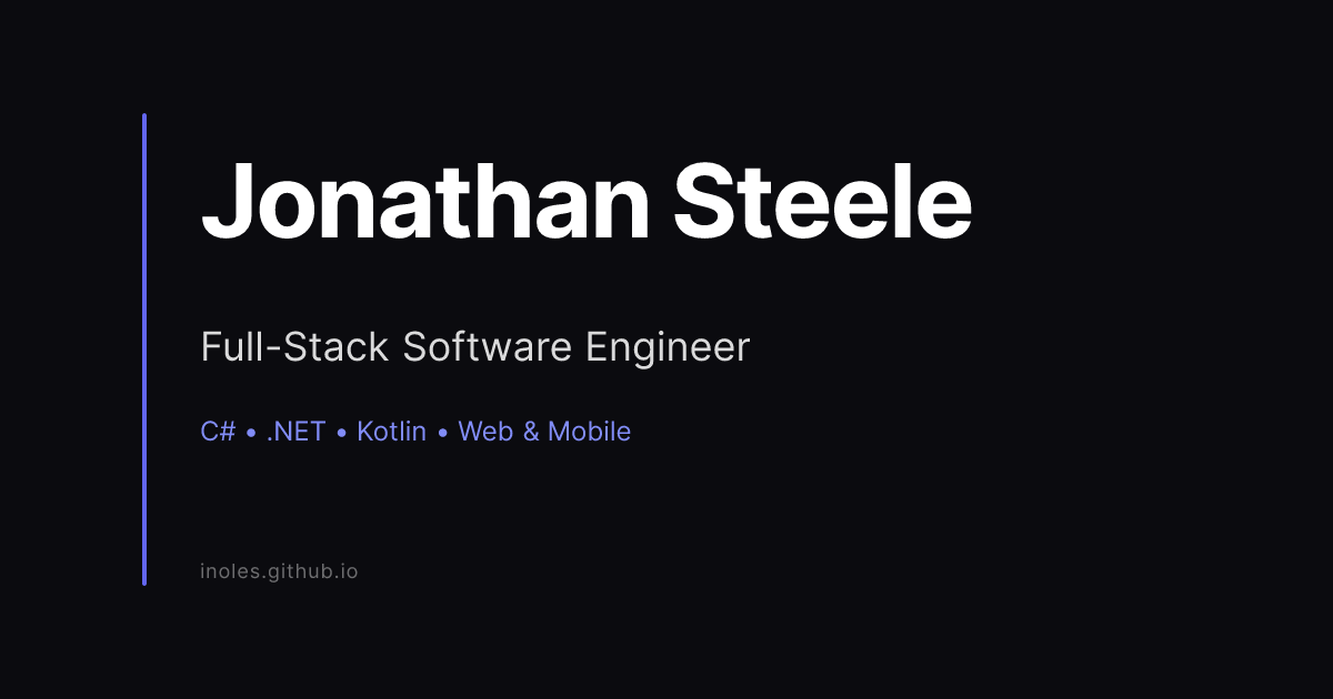 Jonathan Steele | Full-Stack Software Engineer | Web, Mobile